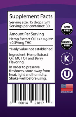 1000mg Broad Spectrum CBD Tincture with Berry • 30ml